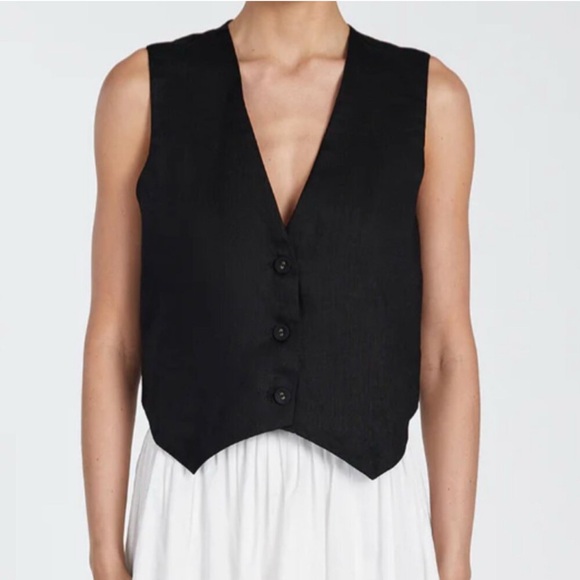 DISSH | Jackets & Coats | Dissh Black Linen Button Up Vest | Poshmark